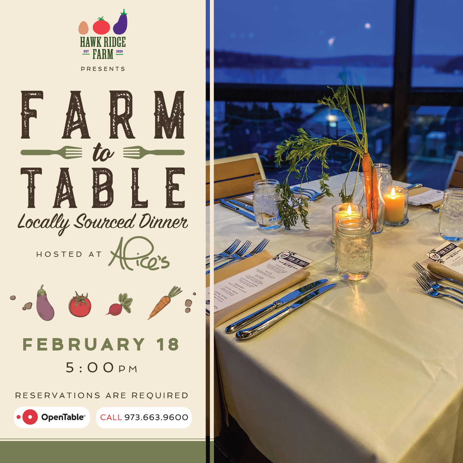 Hawk Ridge Farm’s Locally Sourced Farm-to-Table at Alice’s February 18
